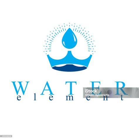 로얄 크라운 모양으로 만든 순수한 물 벡터 추상 로고 미네랄 워터 광고에 사용하기에 가장 적합한 비즈니스 엠블럼 개념에 대한 스톡 벡터 아트 및 기타 이미지 Istock