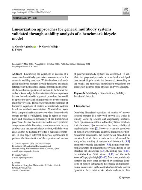 30 Linearization Approaches For General Multibody Systems Validated