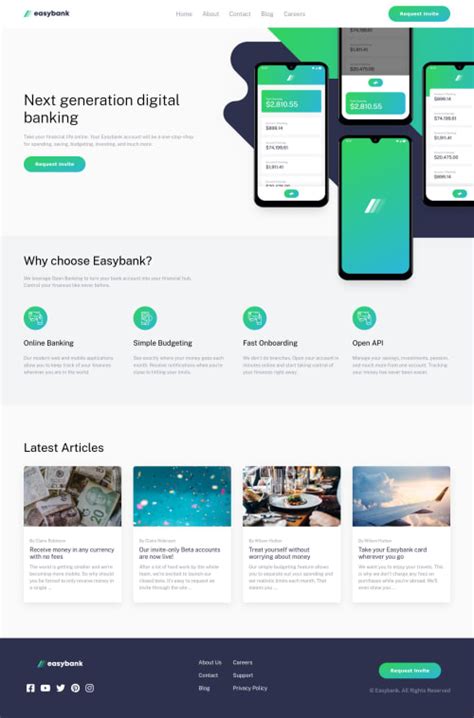 Frontend Mentor Easybank Landing Page Using Html5 Css And Javascript Coding Challenge Solution