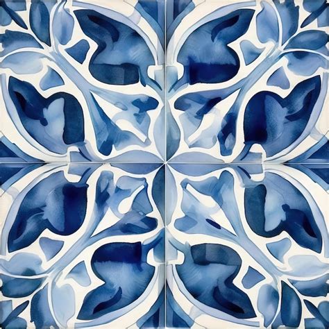 Premium Ai Image Elegant Blue Abstract Tile I Love Urzula Pattern In
