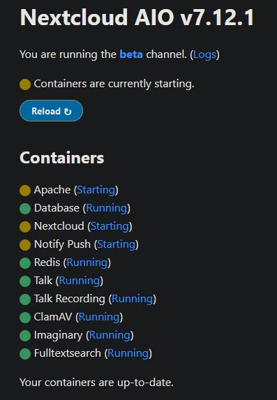 Aio Stuck On Starting Nextcloud Aio Nextcloud Container ℹ️ Support Nextcloud Community