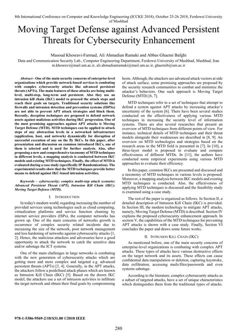 Pdf Moving Target Defense Against Advanced Persistent Threats For Cybersecurity Enhancement