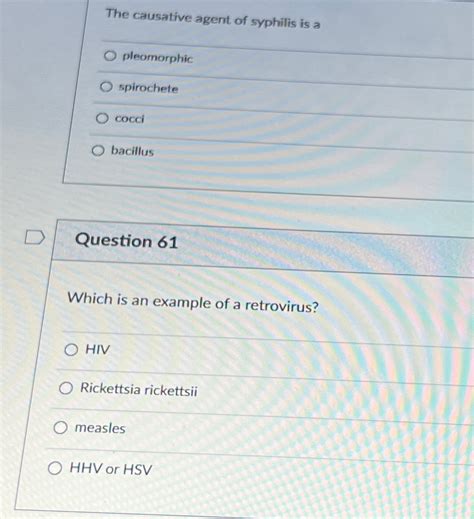 Solved The Causative Agent Of Syphilis Is