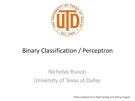 Pdf Binary Classification Perceptronnrr150130cs4375