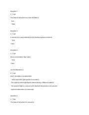 PHYS Quiz Docx Question Pts The Index Of Refraction Has Units Of Distance True