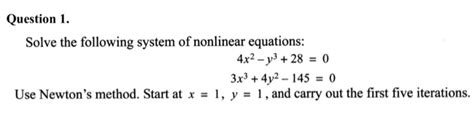 solved solve the following system of nonlinear equations