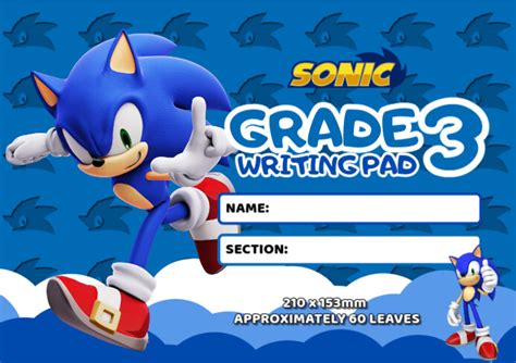Blue Joyful Sonic The Hedgehog Writing Pad Theme A4 Template Postermywall