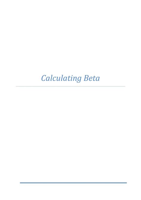 Calculating Beta Step By Step Guide