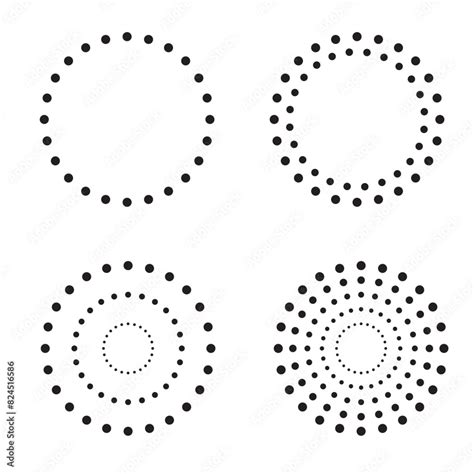 Round Frames For Logo Wavy Dashed Dotted Black Circle Lines Hand