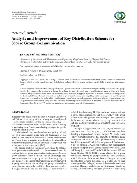 Pdf Analysis And Improvement Of Key Distribution Scheme For Secure Group Communication