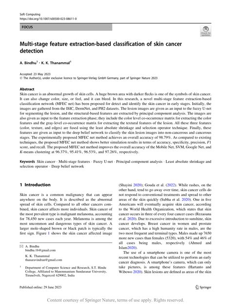 Multi Stage Feature Extraction Based Classification Of Skin Cancer Detection