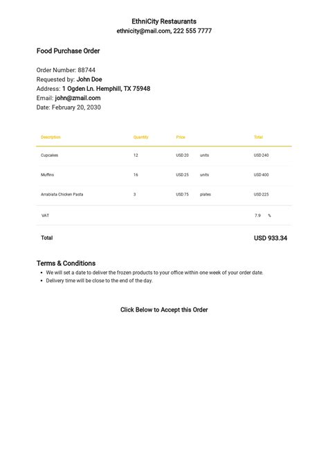 Food Order Form Template Free PDF Word Excel Apple Pages Google Docs Google Sheets