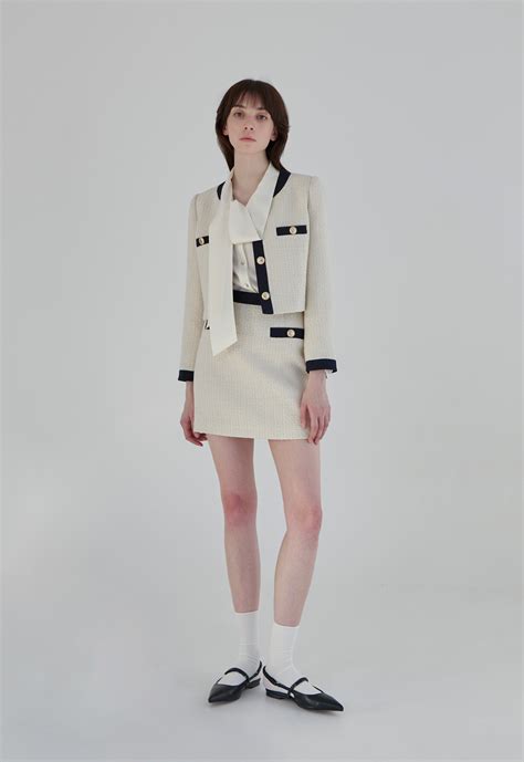 Jk 2807제니 트위드 셋업 크롭 자켓