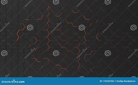 Futuristic Background With Hexagonal Shapes And Orange Light Stock Illustration Illustration