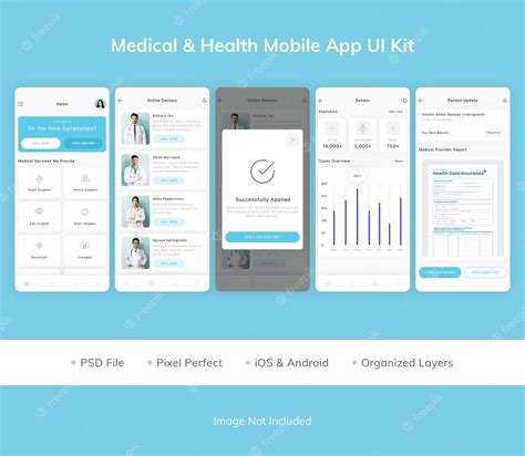 Premium Psd Medical And Health Mobile App Ui Kit