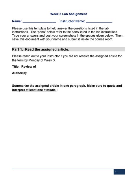 Week Lab Official Babe Template Week Lab Assignment Name