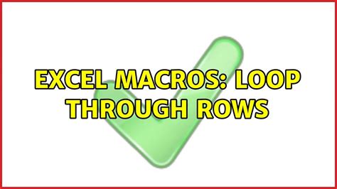 Excel Macros Loop Through Rows 2 Solutions Youtube