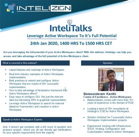 Leverage Active Workspace To Its Full Potential Intelizign