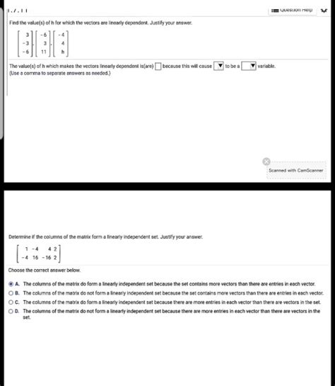 solved determine if the columns of the matrix form a