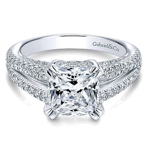 14kt Diamond Cushion Cut Split Shank Engagement Ring Jupiter Jewelry Inc