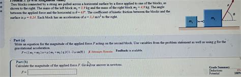 solved two blocks connected by a string are pulled across a