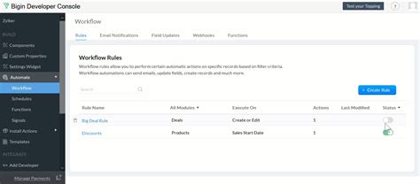 workflow rules online help bigin
