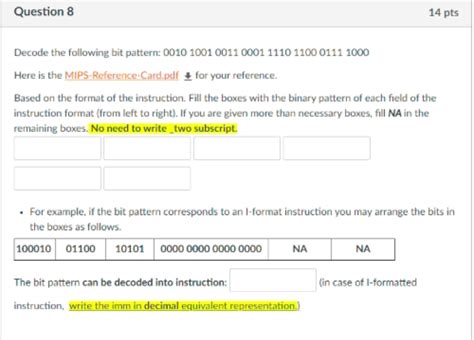 Question Pts Decode The Following Bit Pattern Chegg