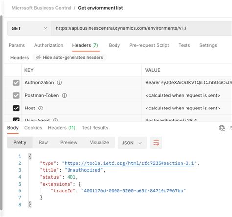 Oauth Api Call On Business Central Demo Gives Unauthorized Error