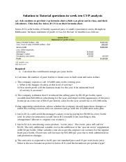 Week Ten Tutorial Guide Docx Solution To Tutorial Questions In Week Ten CVP Analysis Q Ask