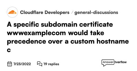 A Specific Subdomain Certificate Would Take Precedence Over A Custom