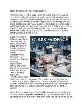 Class Evidence In Forensic Science Worksheet Classwork Homework