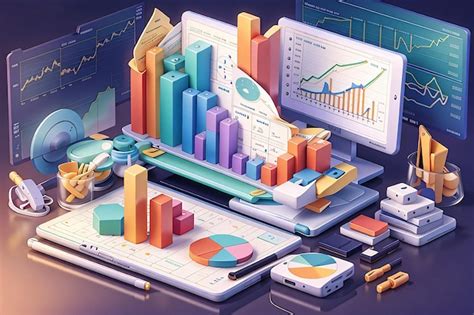 Premium Ai Image 3d Financial Report Chart Data Analysis And Web