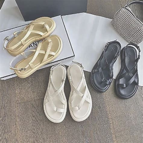 Shoes Stacked Toe Loop Womens Sandals Strappy Top Sling Back For