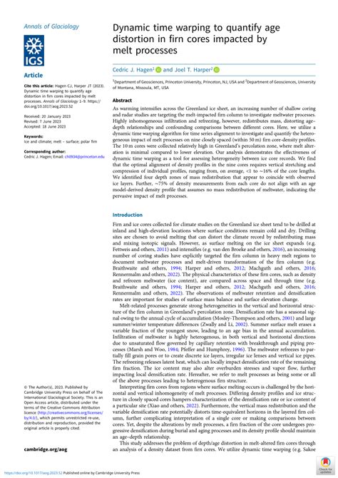 Pdf Dynamic Time Warping To Quantify Age Distortion In Firn Cores