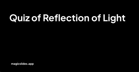 Reflection Of Light