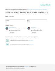 Determinant For Non Square Matrices Generalized Concepts And Course Hero