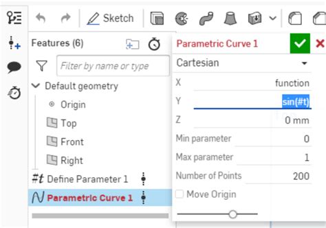 How Can I Create A Sine Function Using The Parametric Curve Feature