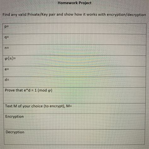 Solved Complete The Homework Project Use The Rsa Example To
