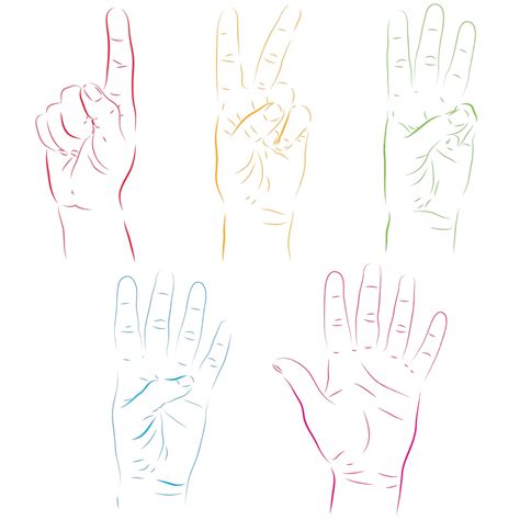 Human Hands Make Numbers Contour Icon Picture Vector Contour Icon