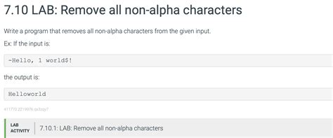 solved 7 10 lab remove all non alpha characters