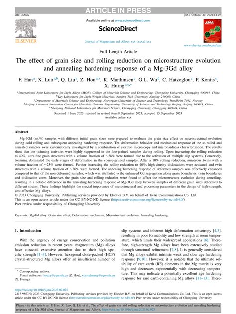 Pdf The Effect Of Grain Size And Rolling Reduction On Microstructure