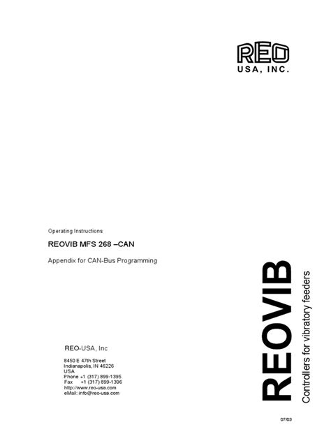 Reovib Mfs268 Can Manual Pdf Computer Engineering Information And Communications Technology