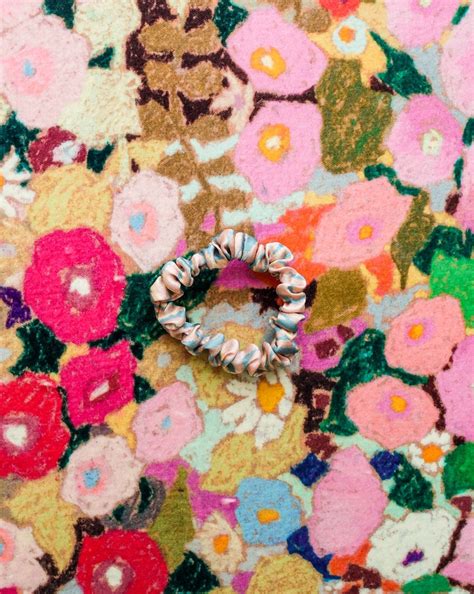 Tiny Dazed Paradisefold Silk Hair Tie Tiny Hair Tie In Pastel Tiger