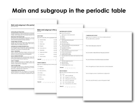 main and subgroup in the periodic table infotext and exercises