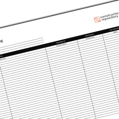 Contract Document Log Template Construction Files