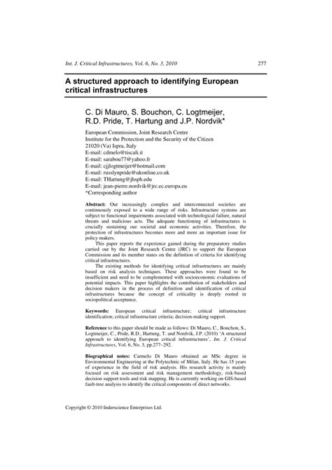 Pdf A Structured Approach To Identifying European Critical Infrastructures