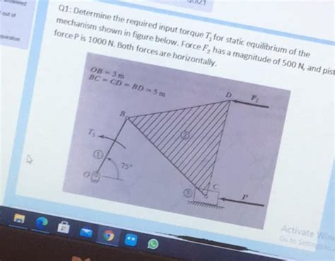 Solved Q Determine The Required Input Torque T For Static Chegg