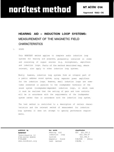 Nt Acou 014 Hearing Aid Induction Loop Systems Measurements Of The
