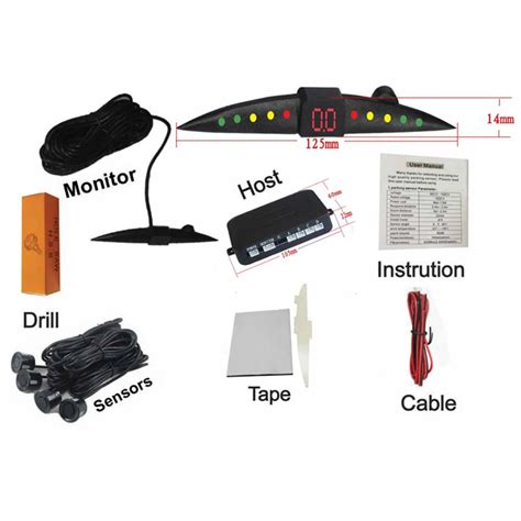 Sensors Car LED Display Parking Sensor Reverse Backup Buzzer Radar Alarm System Sound Black