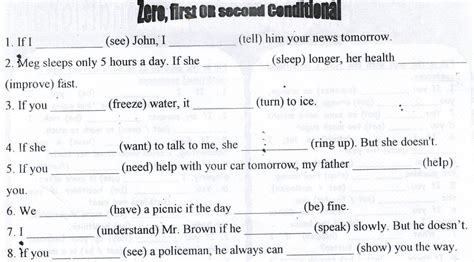 Celine English 2 Zero First Second Conditional Exercises